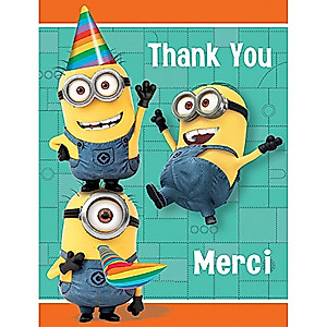 Despicable Me Thank You Note Cards - 5.5" x 4", 8 Pcs