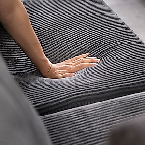 Eafurn Oversized Reversible Modular Sectional Sofa with Movable Ottoman, L Shaped Corner Couch with Detachable Seat & Back Cushion, Corduroy Upholstery Convertible Sleeper Sofa&Couch for Living Room