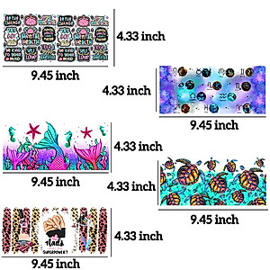 Myhiju UV DTF Cup Wrap Transfer Sticker for Glass Coffee Cups,5 Sheets of Mixed Style UV DTF Transfer Sticker for 16oz Libbey Glass Cups,DIY Waterproof Clear Film Rub on Transfers Stickers Decals.