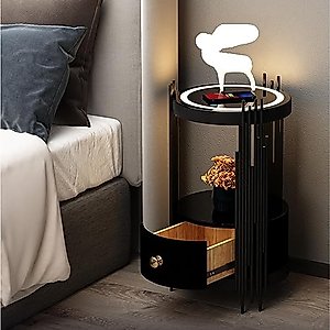 XXXDXDP A Few Corners of The Edge of The Intelligent Nightstand Lamp Cabinet are a Few Creative Circular Storage Cabinets (Color : D)