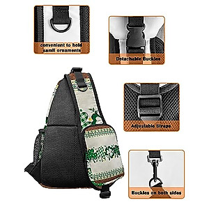 Sling Backpack, St. Patrick's Day Green Shamrocks Clover Southwestern Waterproof Lightweight Small Sling Bag, Travel Chest Bag Crossbody Shoulder Bag Hiking Daypack for Women Men