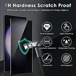 [2+2Pack]Asstar Privacy Screen Protector for Samsung Galaxy S23 Ultra,2 Pack 9H Tempered Glass Screen Protector With 2 Pack Camera Lens Protector,Anti-Scratch Case Friendly 【Don’t Support Fingerprint Unlock】