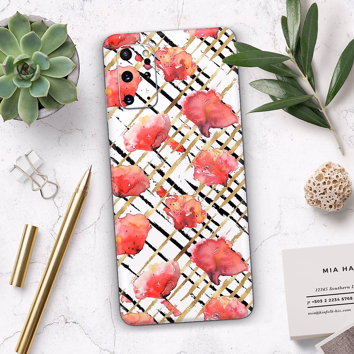 DesignSkinz Karamfila Watercolo Poppies V25 Protective Vinyl Decal Wrap Skin Cover Compatible with The Samsung Galaxy S20 (Screen Trim & Back Glass Skin)