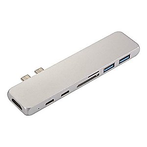 7-in-1 Dual Type-C Hub Multiport Card Reader Adapter HDMI for MacBook Pro