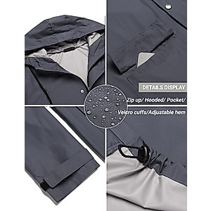 COOFANDY Men's Rain Jacket with Hood Waterproof Lightweight Active Long Raincoat