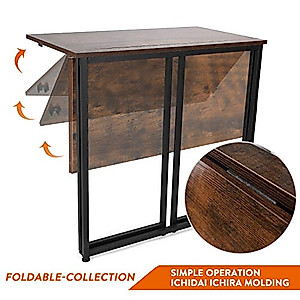 ErgoDesign Folding Computer Desk for Small Spaces, Simple Space-Saving Home Office Desk, Foldable Computer Table, Laptop Table, Writing Desk, Compact Study Reading Table (Rustic Brown)