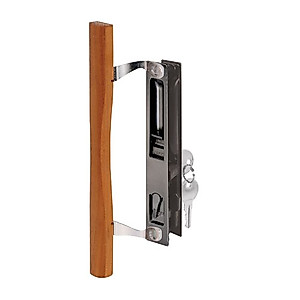 PRIME-LINE C 1032 Keyed Sliding Glass Door Handle Set & Prime-Line MP1034 Sliding Glass Door Pull, Wood Handle, Diecast Construction, Chrome, Pack of 1