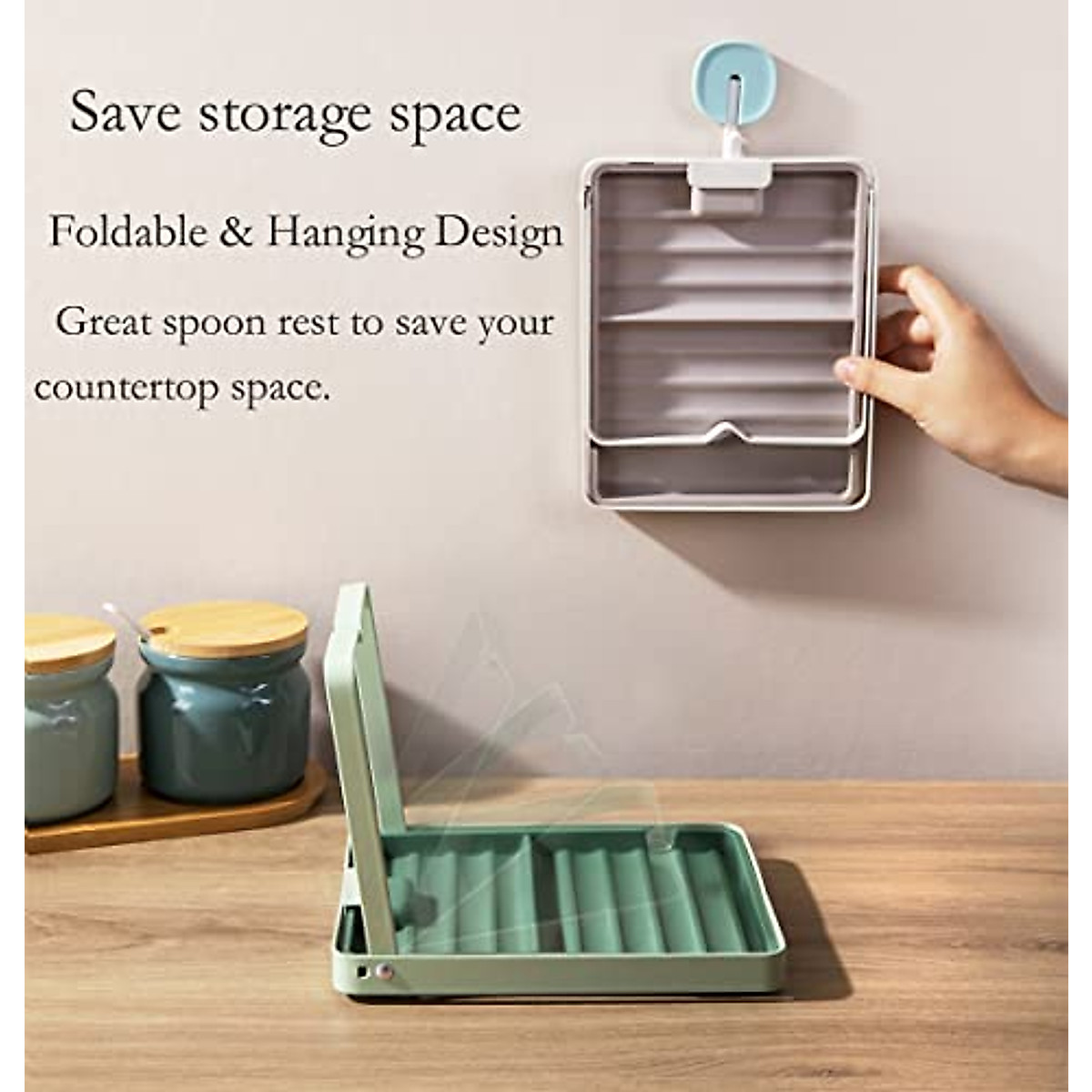 Spoon Rest for Cooking,Spoon Rest with Lid Holder Multifunction Kitchen Spatula Holder for Kitchen Counter