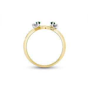 THE JEWEL ZONE White Natural Diamond & Emerald Enhancer Guard Wrap Wedding Ring in 14k Two Tone Yellow Gold Over Sterling Silver (1/6 Cttw)