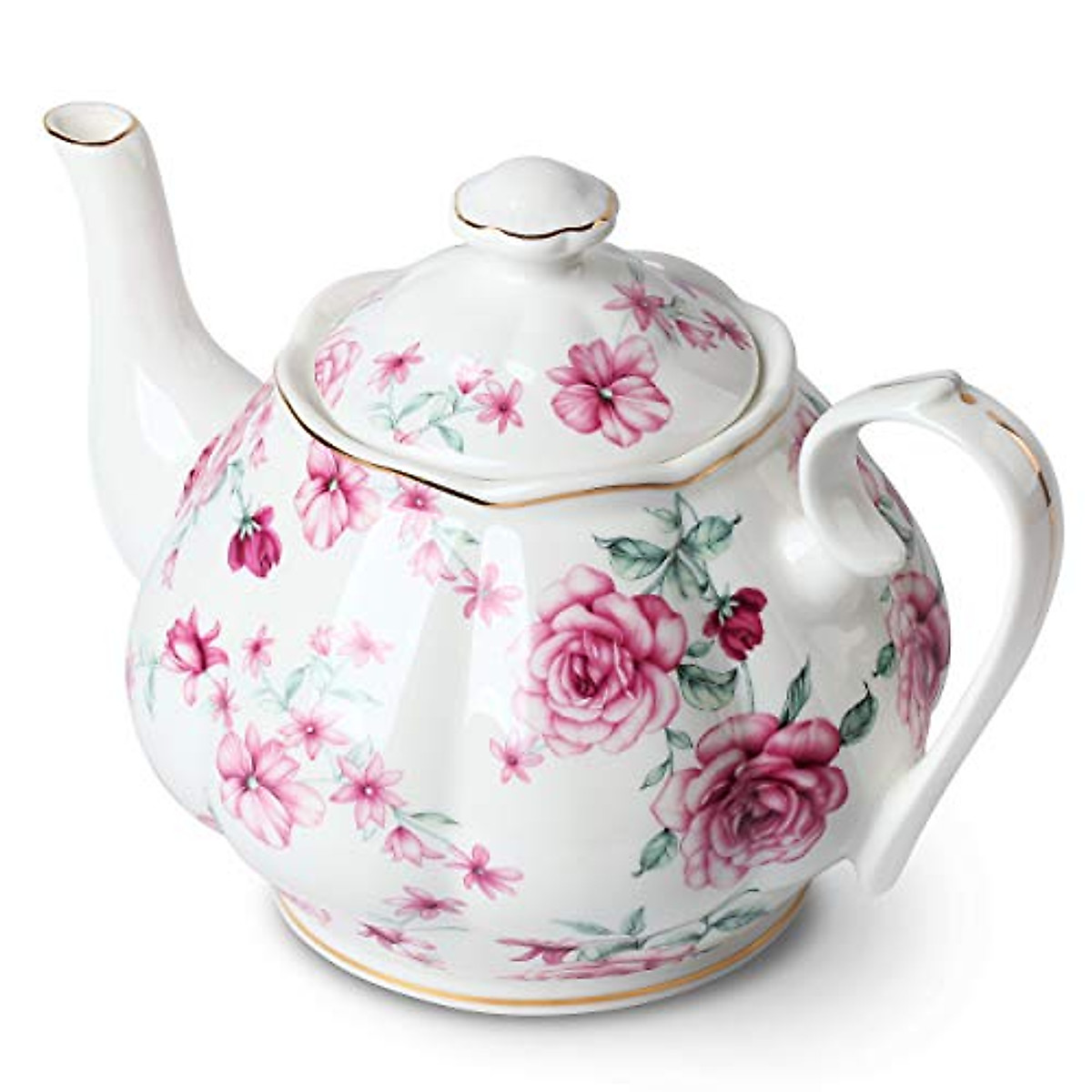 BTaT- Tea Pot, Teapot, Porcelain Teapot, 38 oz, Floral Teapot, Bone China Teapot for Tea Set, Ceramic Tea Kettle, Tea Pots for Tea Cup, Tea Pot Ceramic, Tea Pots for Loose Tea, Mother's Day Gift