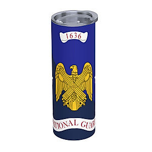 LIICHEES Flag of the National Guard Bureau Stainless Steel Vacuum Insulated Tumbler 20oz Coffee Cups Travel Mug Water Cup with Metal Straw Cleaning Brush