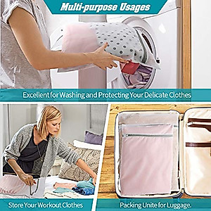 2PCS, Premium Fine Mesh Laundry Bags (1L+1M). To Prevent Wrinkling, Tweaking, Twine, Reduce Abrasion, Protect Delicates, Store and Pack Luggage. For Underwear, Bra, Pantyhose, Socks Machine Wash.