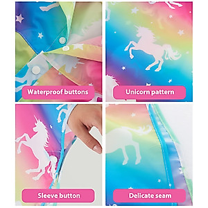 WAWSAM Lightweight Kids Rain Poncho Waterproof Kids Poncho Reusable Hooded Rain Jacket for Boys Girls