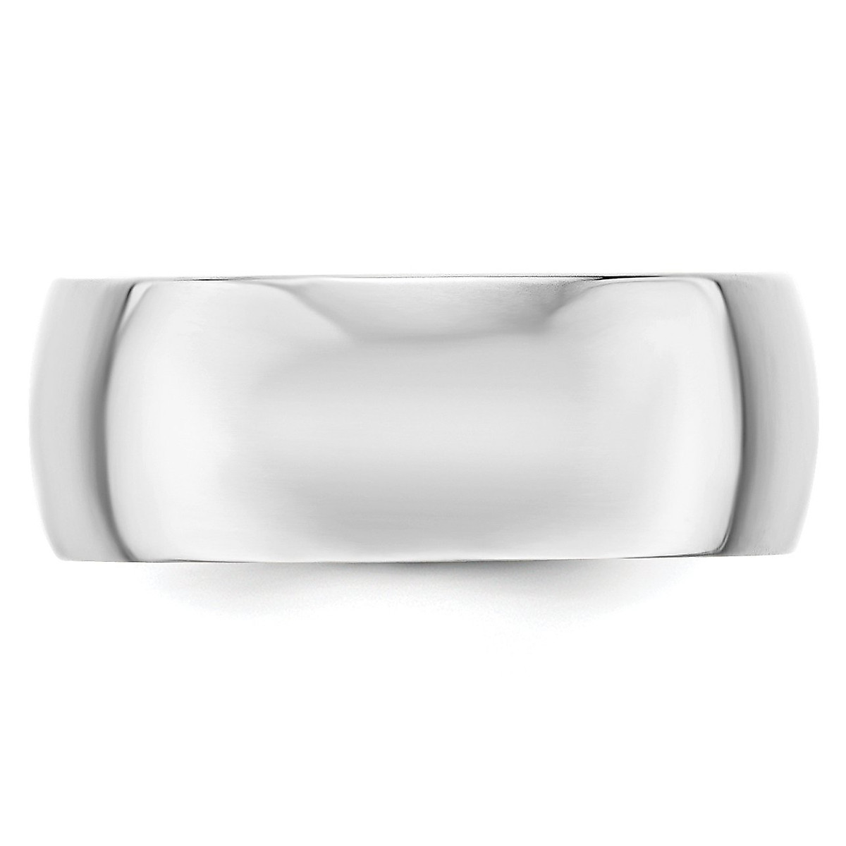 Solid 10k White Gold 8 mm Rounded Wedding Band Ring Size 8