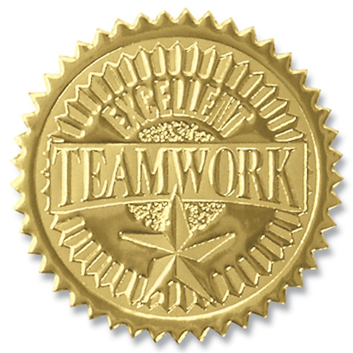 PaperDirect Excellent Teamwork Embossed Gold Foil Certificate Seals, 2 Inch, Self Adhesive, 102 Count, Embossed Seals for Certificates, Achievement and Award Stickers for School, Work, Diploma