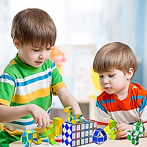 Ganowo 18 Pack Fidget Snake Cube Mini Twist PuzzleToys for Kids Teens Stocking Stuffer, Birthday Party Favors, Goodie Bags Fillers (yellow)