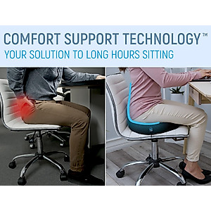 Ergonomic Innovations Gel Enhanced Memory Foam Seat Cushion for Office Chair, Coccyx Lower Back Support Tailbone Pain Relief Cushions, Work Chair Pad Pillow, Sciatica, Butt, Desk Chair Cushion