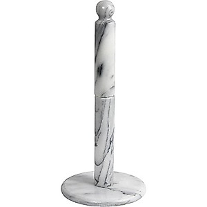 Greenco White Marble Paper Towel Holder, Hand Crafted, 12.5” H x 5.5” W