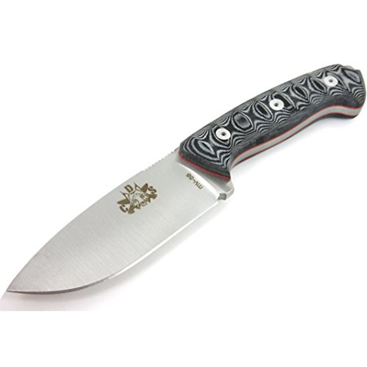 AXARQUIA-Black Premium Outdoor/Survival/Hunting/Tactical Knife - Micarta bi-Color Handle, Stainless Steel MOVA-58, Genuine Leather Multi-Position Sheath + Firesteel. Made in Spain.