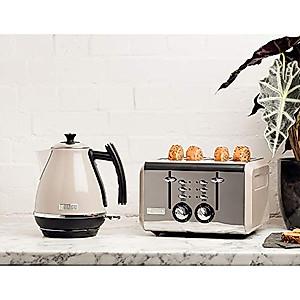 Haden 75011 COTSWOLD 4-Slice, Wide Slot Retro Toaster with Browning Control, Cancel, and Defrost Settings (Putty)