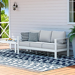 UDPATIO Outdoor Couch Aluminum Patio Furniture Sofa, 3 Seats Couch with 5" Thick Cushion and Waterproof Cover