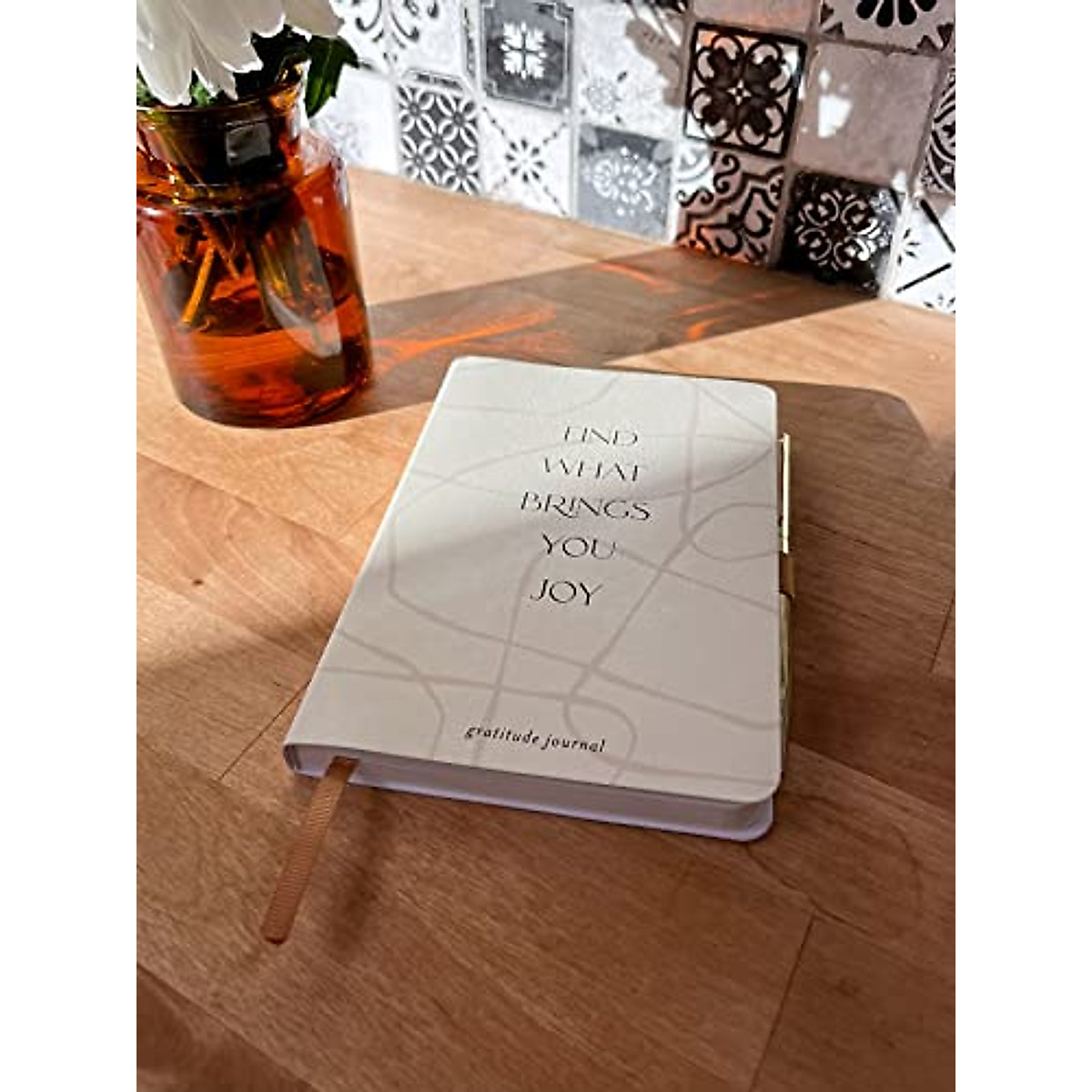 DesignWorks Ink Gratitude Journal with 196 Guided Pages for Daily Thoughts and Goals with Pen and Ribbon Marker | Undated Daily Mindfulness Journal, Brings You Joy