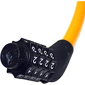 Sanwo Security Bike Lock 4 Digit Resettable Combination Cable Lock for Bicycle, 2 Feet x 1/2 Inch (Orange)