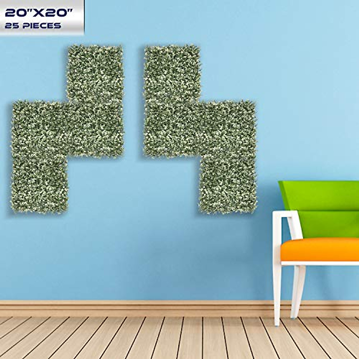 Windscreen4less Artificial Faux Ivy Leaf Decorative Fence Screen 20'' x 20" Boxwood/Milan Leaves Fence Patio Panel, Buxus White 25 Pieces