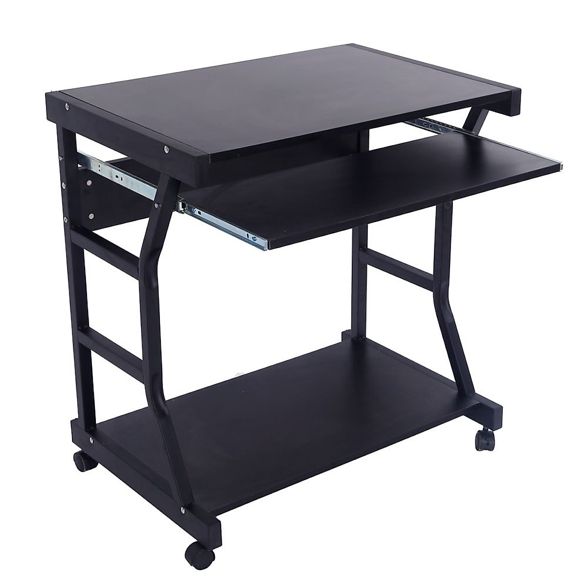 XMLYEC Moveable Four-Wheel Computer Desk Black,Small Space Computer Desk, Home Office Desk, Heavy Duty Multipurpose Table, Study Desk Workstation