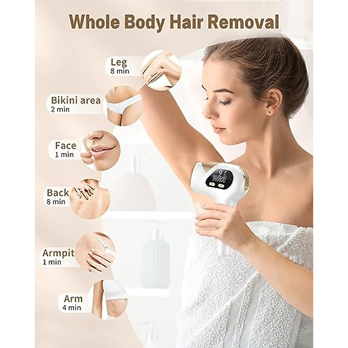 AMOTAOS Laser Hair Removal, IPL Hair Removal for Women and Men, 3-in-1 At-Home Permanent Hair Removal Device 9 Levels Upgraded 999900 Flashes Hair Remover for Face Armpits Arms Bikini Line Legs
