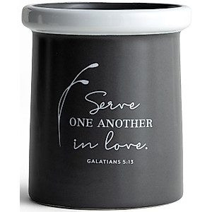 DaySpring - Serve One Another in Love - Ceramic Utensil Caddy (J8349)