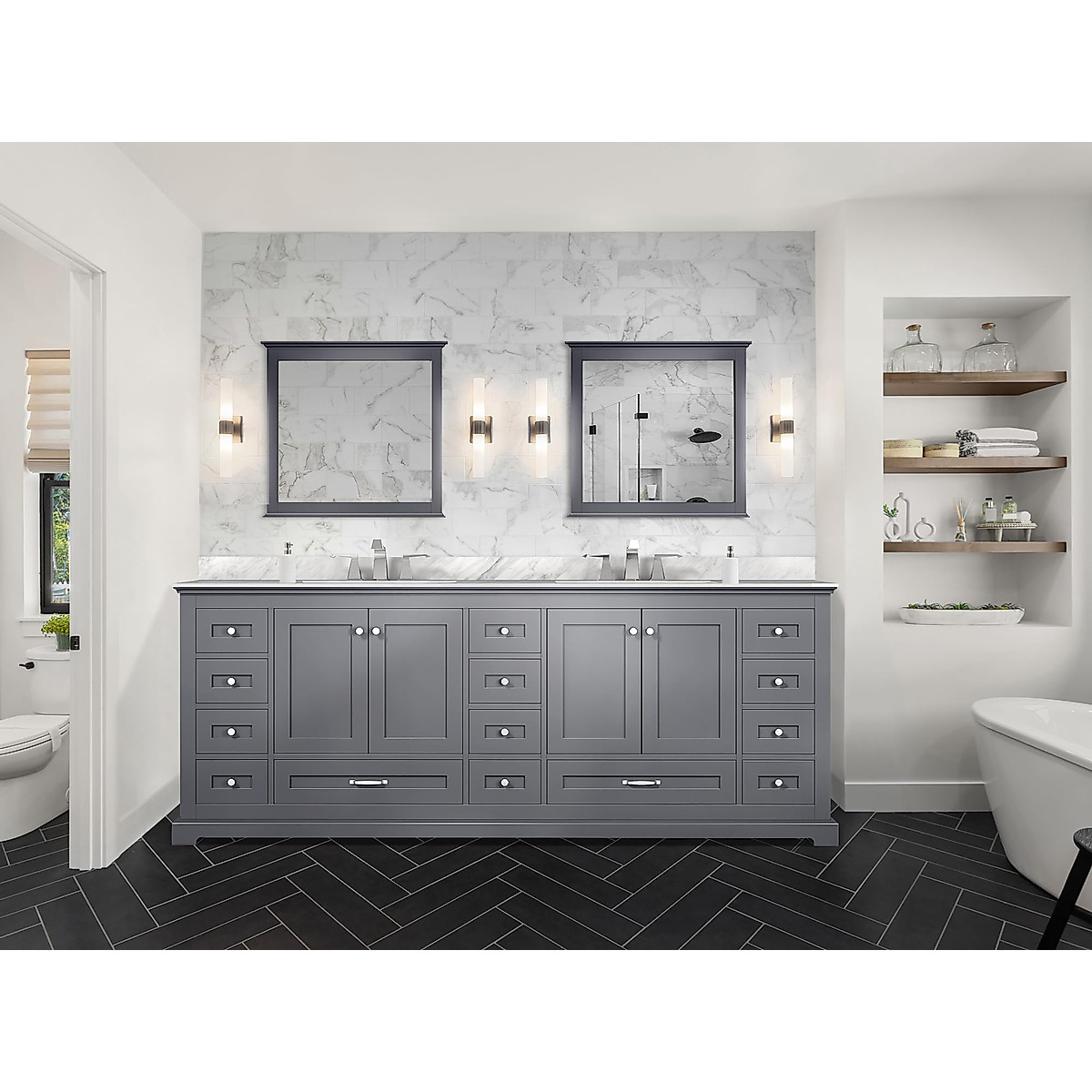 Bell+Modern Tybee 84 in. W x 22 in. D Navy Blue Double Bath Vanity