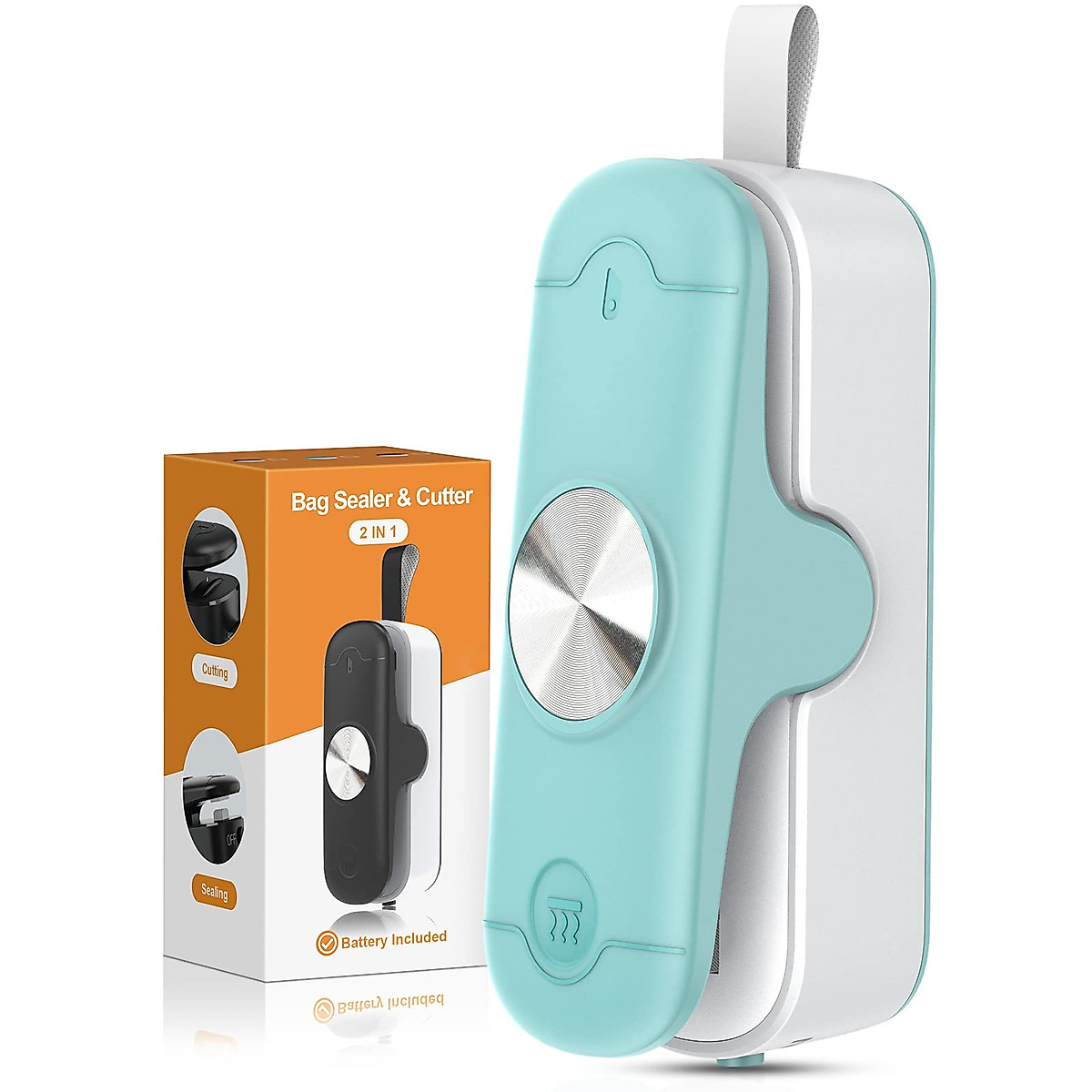 OGERY Bag Sealer, 2 in 1 Mini Heat Sealer with Cutter, Portable Food Sealer Mini Sealing Machine Kitchen Gadget For Chip Bags Plastic Bags Food Storage (Battery Included)