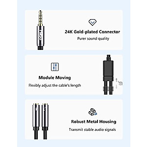 MillSO Headset Adapter CTIA 3.5mm Y Splitter Headphone Jack Splitter Adapter (3.5mm 4 Pole TRRS Male to 2 TRS 3 Pole Female) Compatible for Xbox One, PS4, PC, Tablet, Laptops, phone - 12inch/30CM Gray