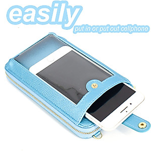 Womens Small Crossbody Bag Shoulder Purse Touch Screen Cellphone Wallet Handbag (A-Ice Blue)