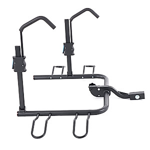 Rockland Steel U Shaped Hitch Mounted Bicycle Rack Travel Carrier with Receiver Adapter and Shock Absorption for Trucks, SUVs, and RVs, Holds 2 Bikes