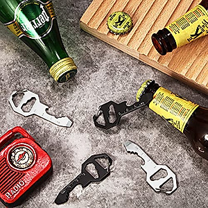 4 Pieces Bottle Opener Multi Tool Stainless Steel EDC Gadget Universal Pocket Tools 6-in-1 Multi-Tools Function Bottle Opener, Metric Ruler