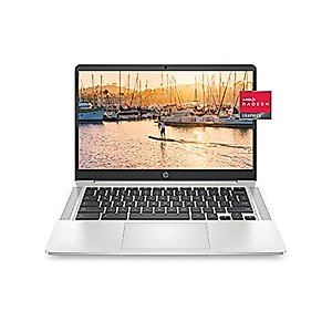 HP Chromebook 14a Laptop, AMD 3015Ce Processor, 4 GB RAM, 32 GB eMMC Storage, 14-inch Micro-Edge HD Display, Google Chrome OS, Anti-glare Screen, Long-Battery Life (14a-nd0010nr, 2021, Mineral Silver)