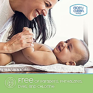 Nice 'N Clean Scented Baby Wipes | Made with Plant-Based Fibers | Green Tea Cucumber Scent | 64 Wipes (Pack of 6)