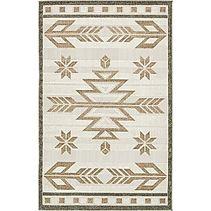 Unique Loom Outdoor Modern Collection Area Rug - Albuquerque (5' x 8' Rectangle, Beige/ Brown)