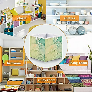 Green Marble Ink Modern Fluid Art Storage Bins Cubes Storage Baskets Fabric Foldable Collapsible Decorative Storage Bag with Handles for Shelf Closet Bedroom Home Gift 11" x 11" x 11"