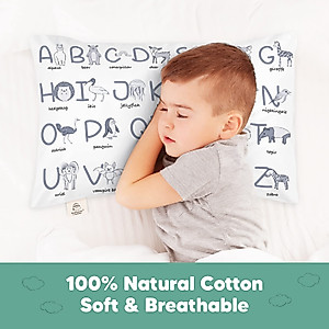 KeaBabies Toddler Pillowcase for 13X18 Pillow - Organic Toddler Pillow Case for Boy, Kids, 100% Natural Cotton Pillowcase for Miniature Sleepy Pillows, Pillow Sold Separately (Alphamals)