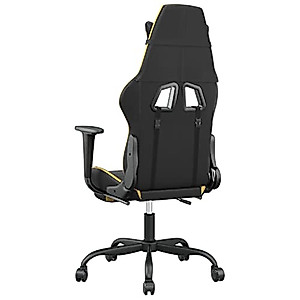 Higsose PC Gaming Chair with Footrest Black and Gold Faux Leather 26"x22"x(47.4"-51.6") Bedroom Adjustable Backrest and Height Computer Chair Home Office Chair with 360 Degree Swivel Design
