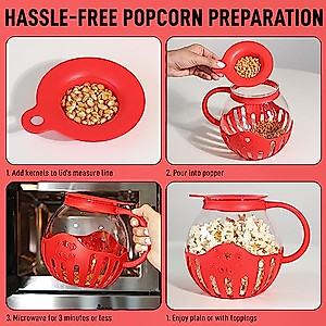 Orchid Child Pop-perly Microwave Popcorn Popper - Effortlessly Make Delicious Popcorn at Home - BPA-Free, Heat-Resistant, Borosilicate Glass Body - Perfect for Movie Nights and Snacking - 3 Quart Pop Corn Maker