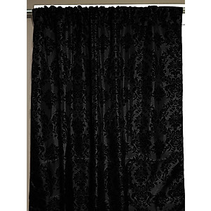lovemyfabric Taffeta Flocking Damask Print Window Curtain Panel/Stage Backdrop/Photography Backdrop-Black on Black (2, 56"X108")