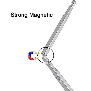 Eyech 6Pcs Allen Wrench Drill Bit Set Magnetic Inner Hexagon Head Screwdriver Bits Set with 1/4 Inch Hex Shank H2.5-H8-3.9 Inch Length