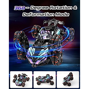 SUPERSUN Remote Control Car, 1:24 RC Stunt Car, 360 Flips Rotating RC Cars with Light Spray Effect, 6WD 2.4Ghz Electric Racing Toy Car, Birthday for Boys Kids Over 6 Years Old