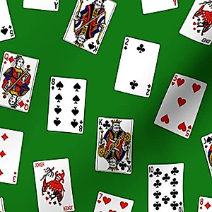 Spoonflower Fabric - Playing Cards Green Deck Card Game Poker Casino Printed on Petal Signature Cotton Fabric Fat Quarter - Sewing Quilting Apparel Crafts Decor