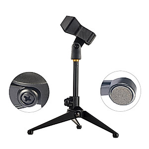 Universal Desktop Microphone Stand Adjustable MIC Tabletop Stand with Spring-Loaded Microphone Clip Such as Sm57 Sm58 Sm86 Sm87