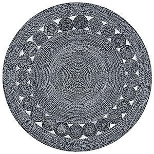 SAFAVIEH Cape Cod Collection 5' Round Charcoal CAP225H Handmade Braided Area Rug